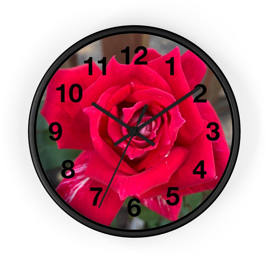 Red Rose Floral Wall Clock: Elegant Home Decor - Etsy
