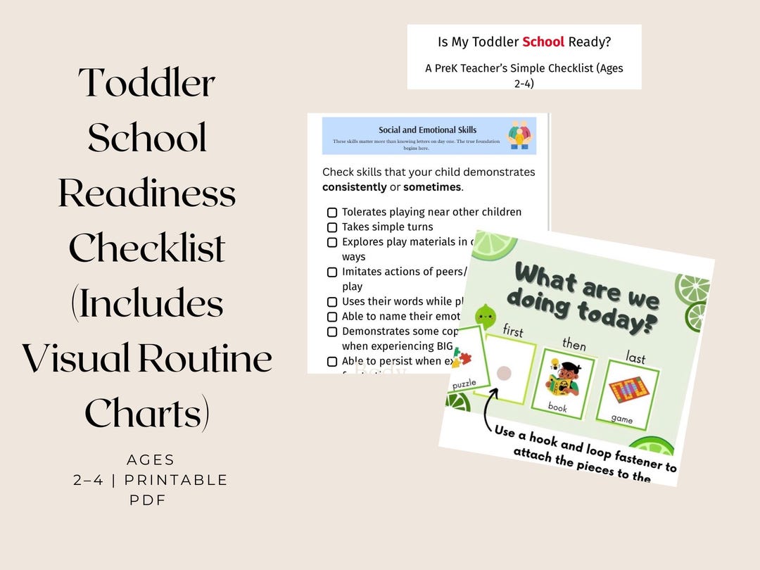 Full Toddler School Readiness Checklist (includes Bonus Visual Schedule ...