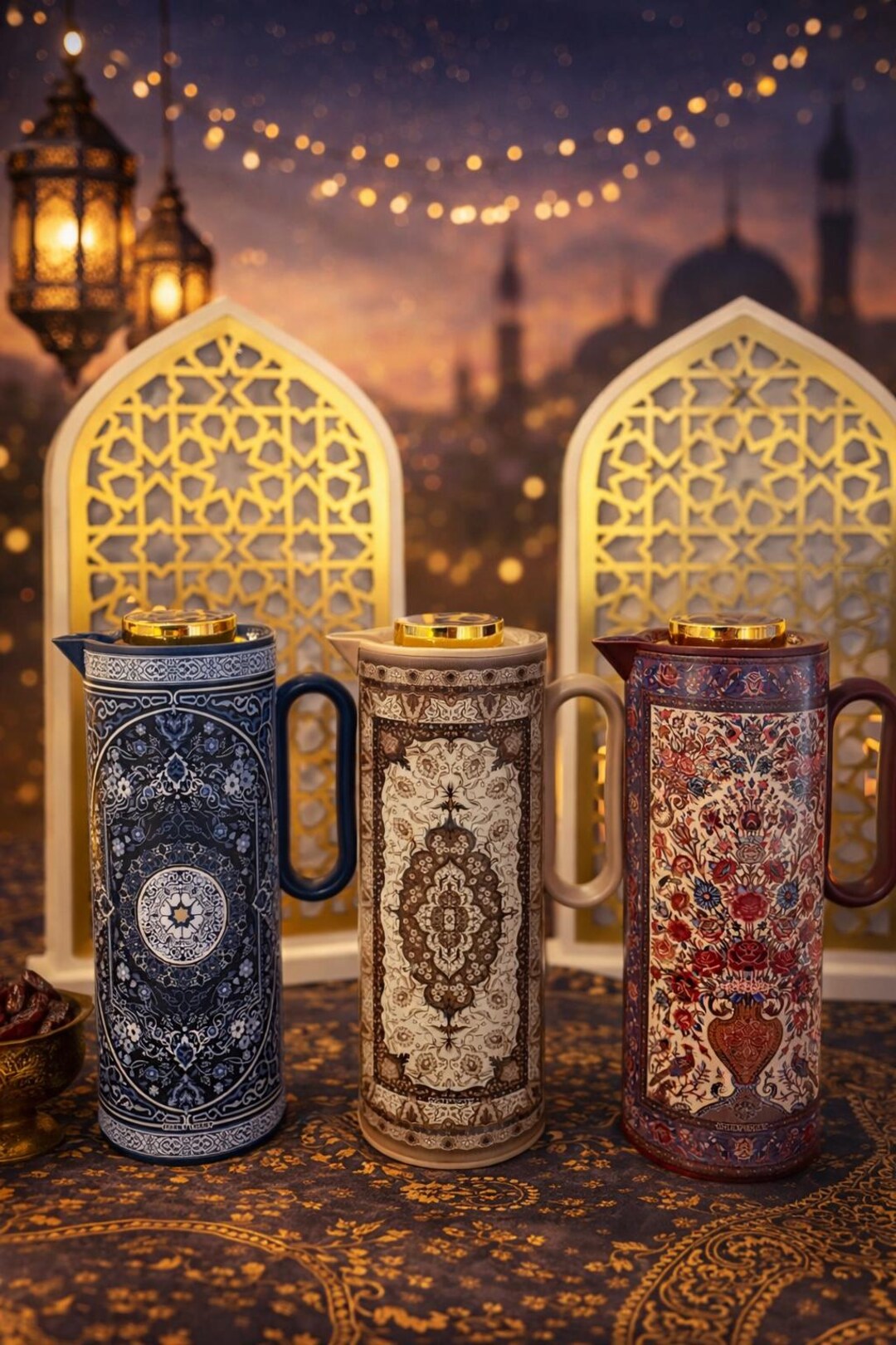 Ramadan and Eid 1 Liter Arabic Coffee Thermos - Luxury Islamic Floral ...