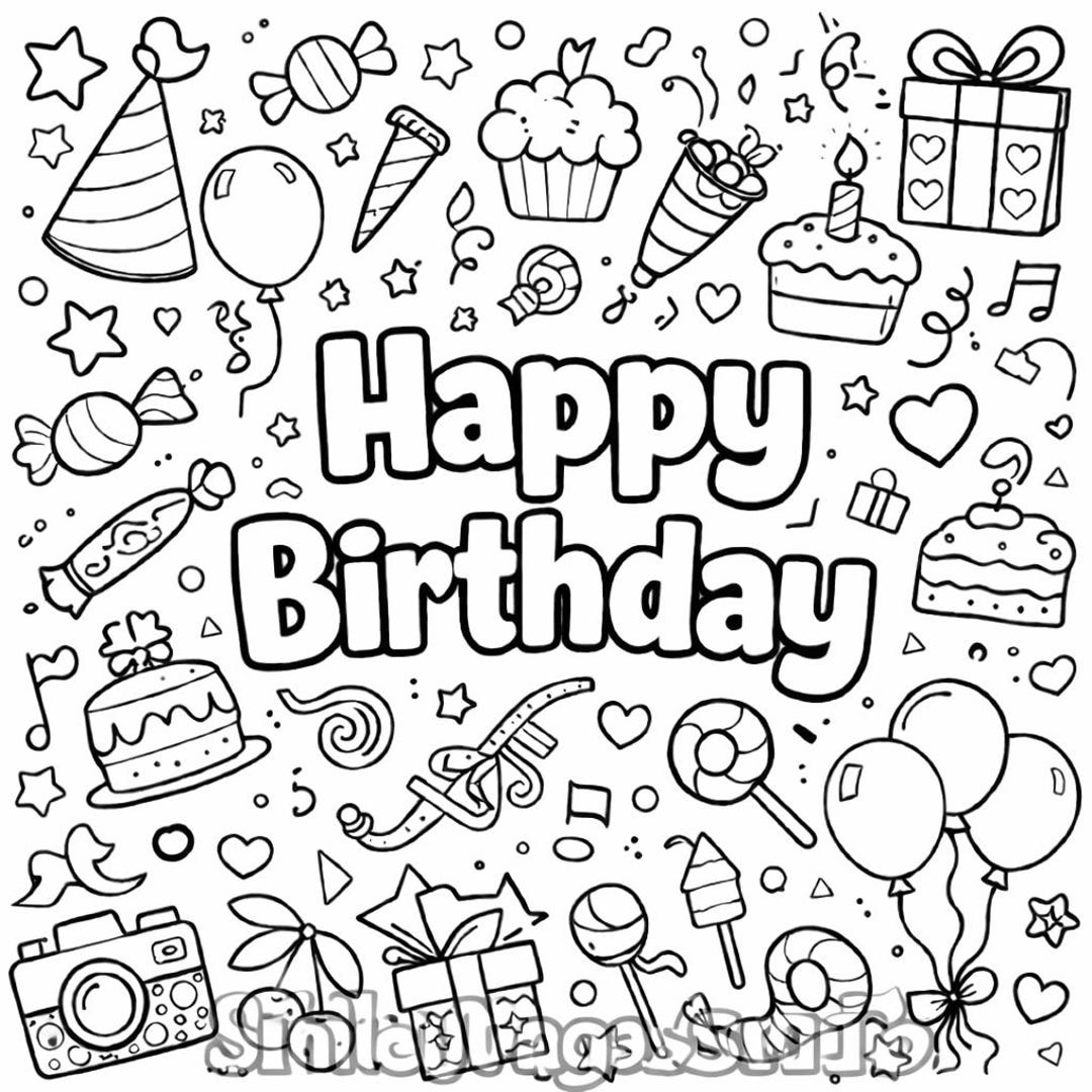 Happy Birthday Coloring Sheet - Etsy