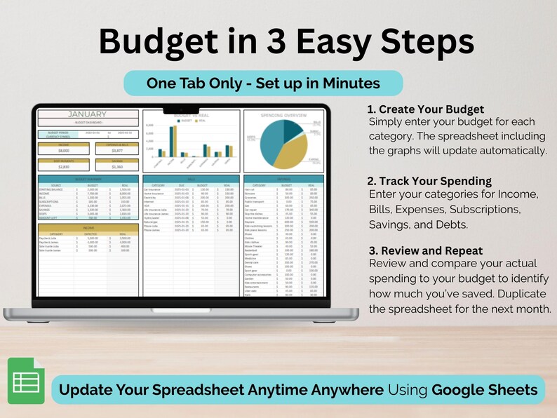 Monthly Budget Planner Google Sheets Budget Income Expense Tracker ...