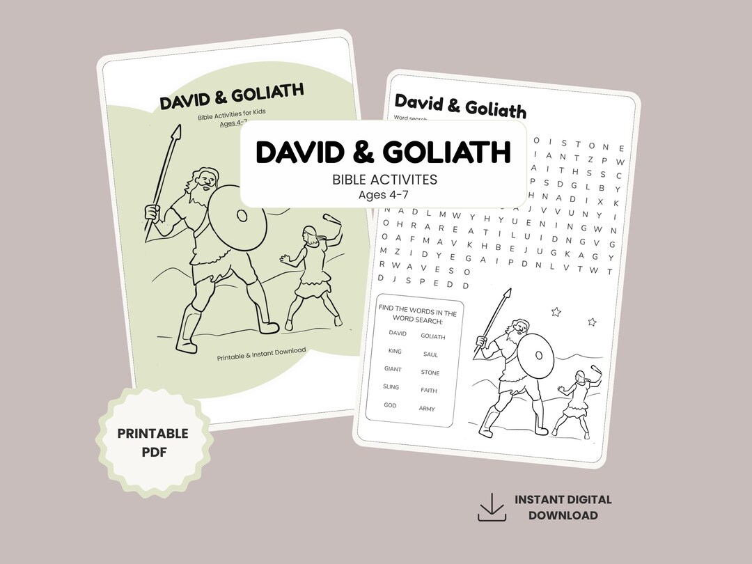 David and Goliath Bible Activities for Kids (ages 4-7) (PDF Download ...