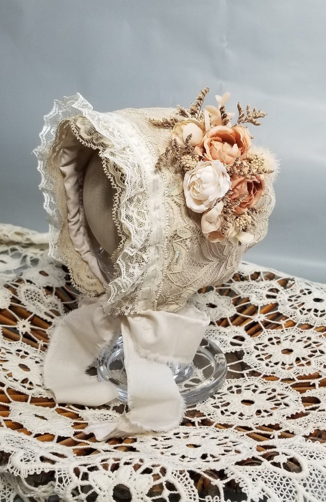 Flower Bonnet Floral Bonnet Sitter Bonnet Baby Hat Photo Prop Sitter ...