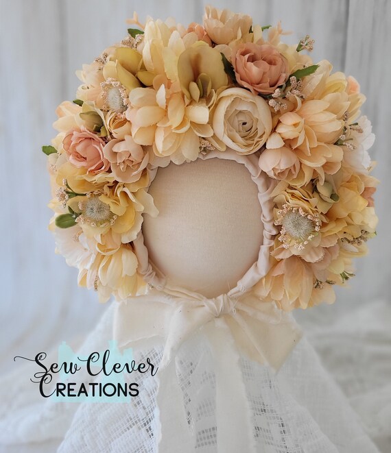 Flower Bonnet Floral Bonnet Sitter Bonnet Baby Hat Photo Prop - Etsy