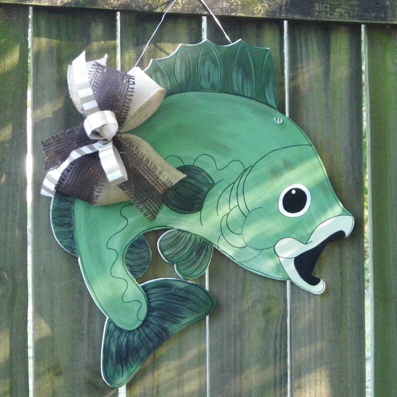 Fish Door Hanger Bass Door Hanger Green Fish cabin Door - Etsy