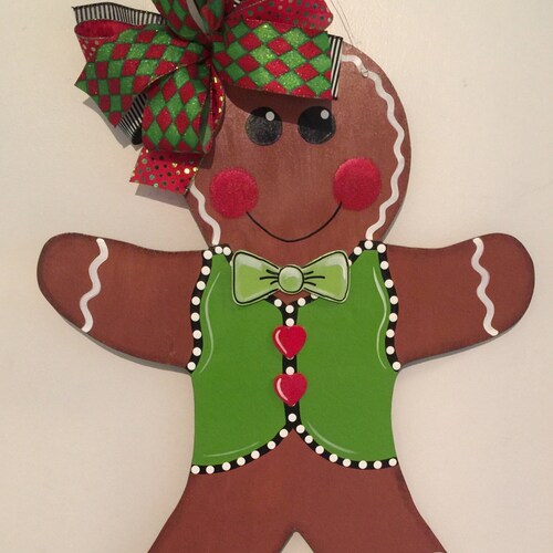 Gingerbread Man Holiday Decor Door Hanger - Etsy