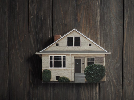 Wooden miniature house hand painted wooden house miniature | Etsy