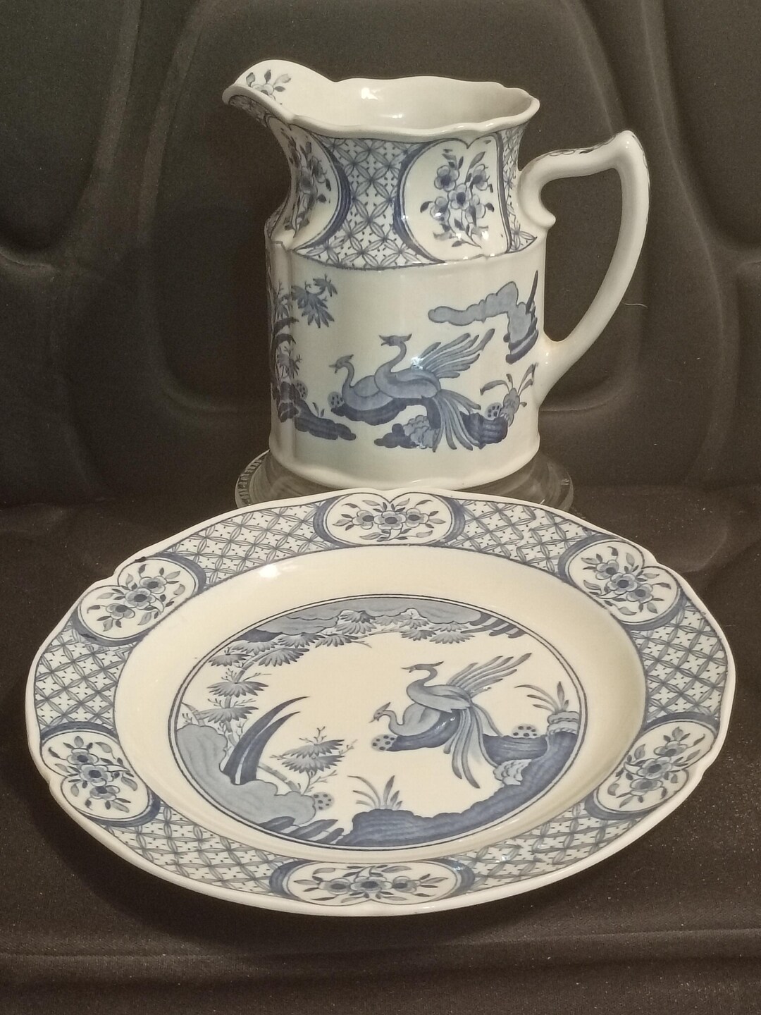 1920s English Vintage - Furnivals "old Chelsea" Ceramic Pitcher + Plate ...