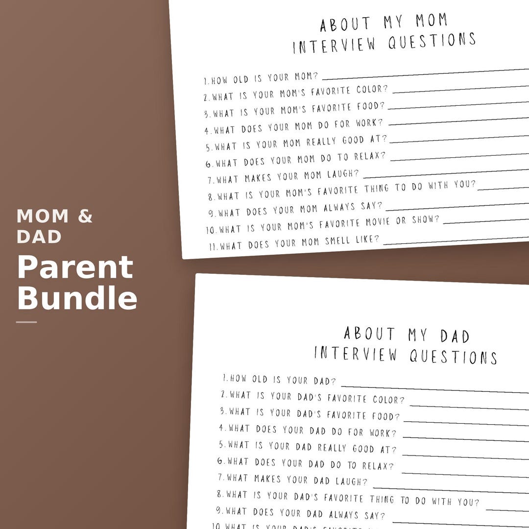 Mom and Dad Interview Bundle From Kids | Printable Keepsake for Mothers ...