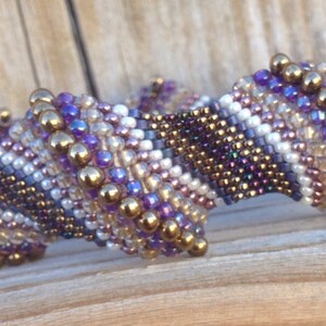 Cellini Waves Bracelet Tutorial Peyote Bangle Beading Pattern Purple ...