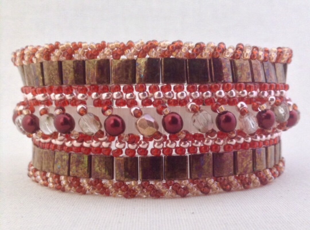 Crimson Caravan Bracelet Tutorial Beading Pattern Tila Bead - Etsy