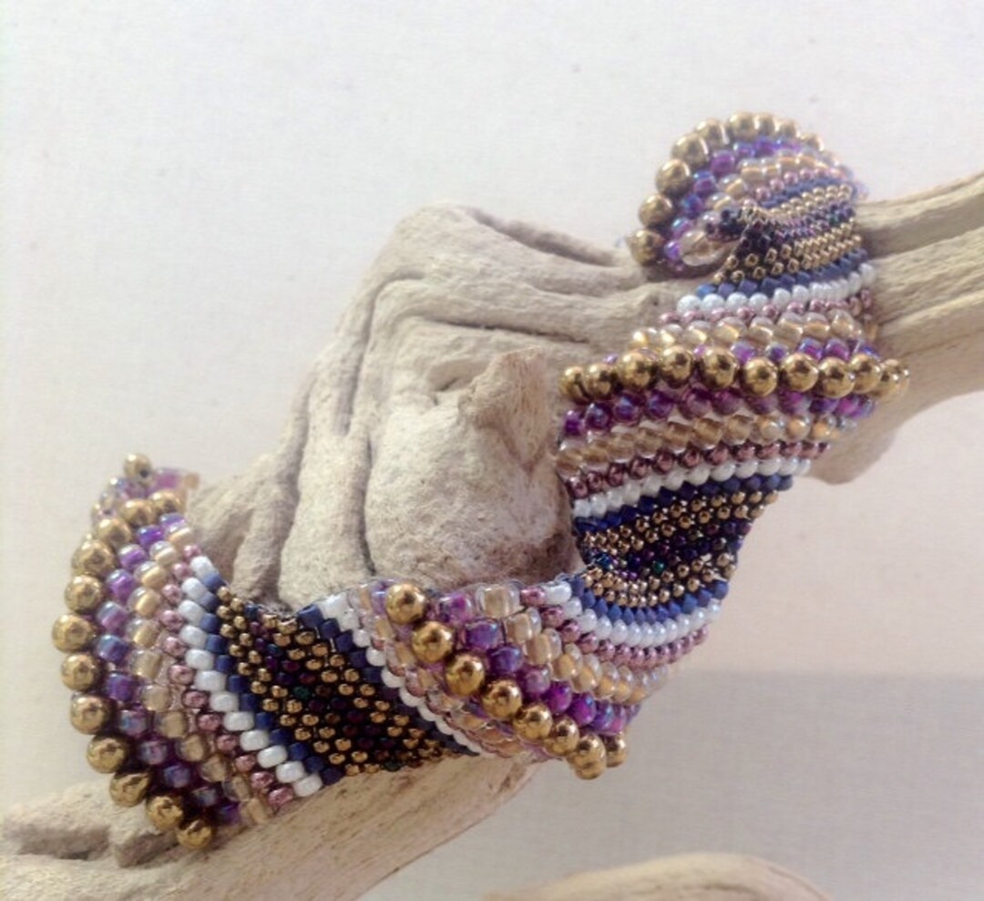 Cellini Waves Bracelet Tutorial Peyote Bangle Beading Pattern Purple ...