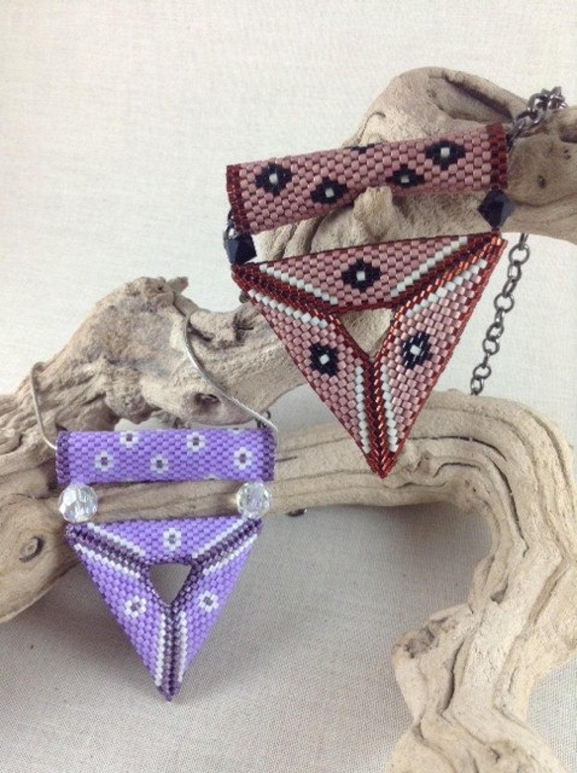 Triangulations Peyote Pendant Pattern Tutorial Shaped Peyote - Etsy