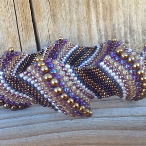 Cellini Waves Bracelet Tutorial Peyote Bangle Beading Pattern Purple ...