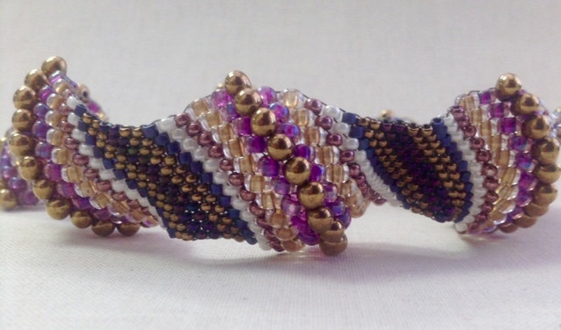 Cellini Waves Bracelet Tutorial Peyote Bangle Beading Pattern - Etsy