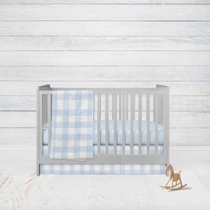 Boy Nursery Bedding Set, Blue Gingham Check, Farmhouse Crib Nursery ...