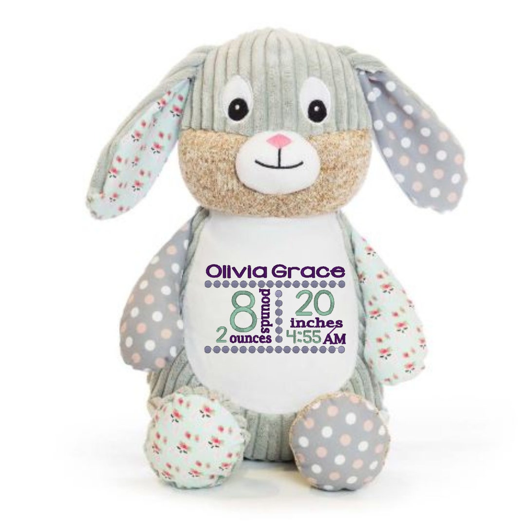 Bunny Collection Embroidered Baby Cubbies, Sensory Bunny Stuffed Animal ...