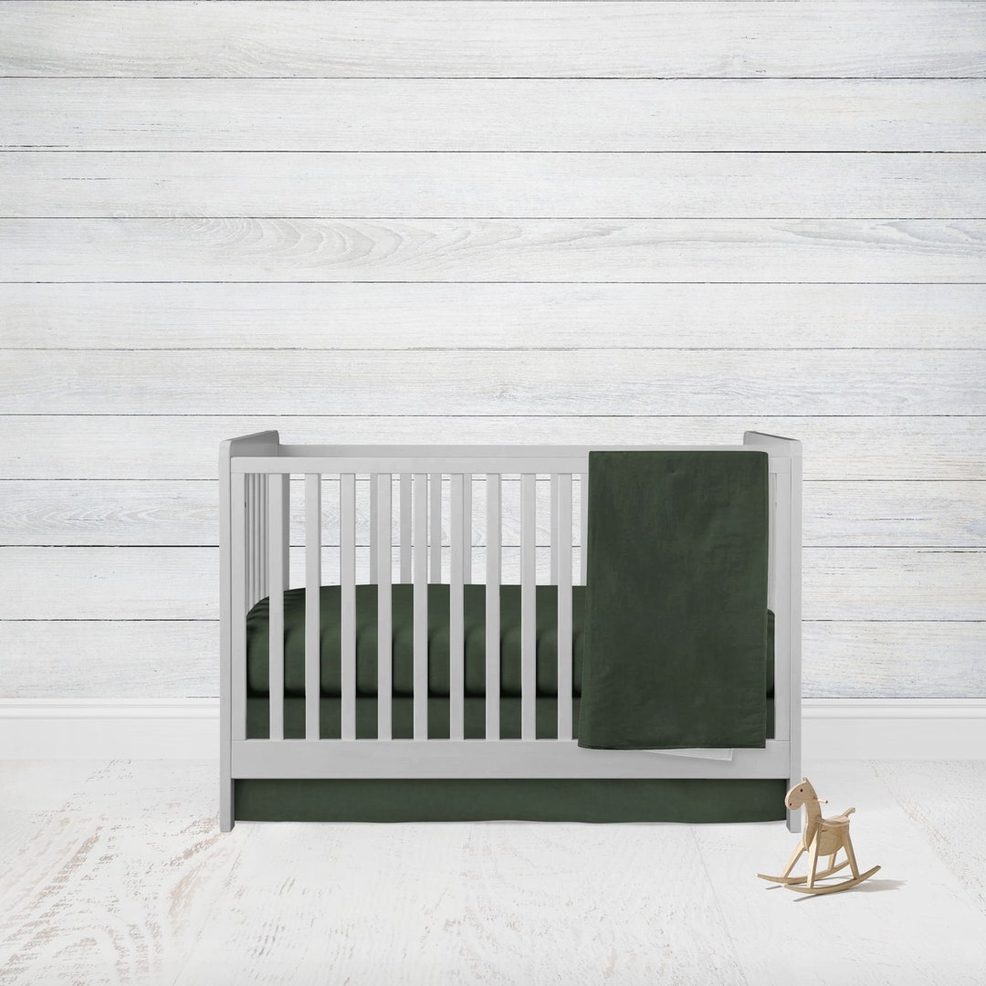 Mini Crib Bedding Set Boy, Hunter Green Baby Blanket, Woodland Nursery ...