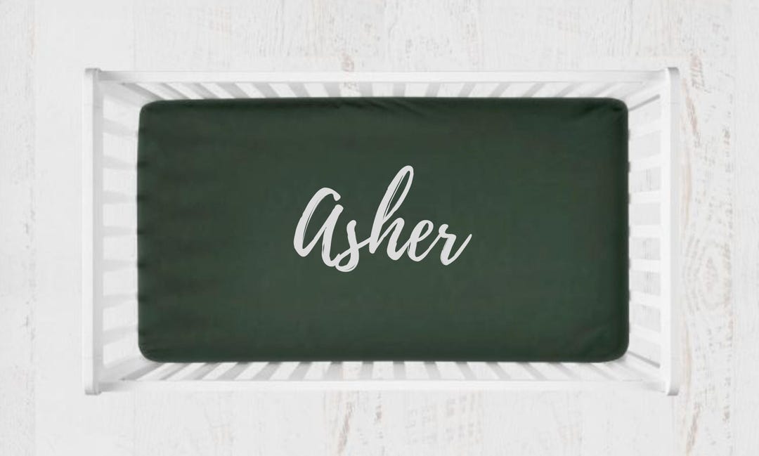 Crib Sheet & Changing Pad Cover: Hunter Green Themed Nursery, Woodland ...