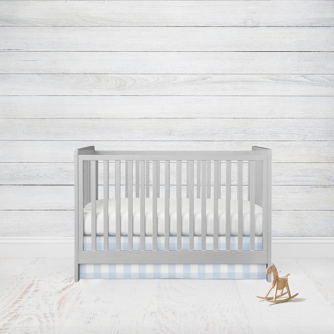 Blue Gingham Crib Skirt, Check Crib Bedding, Farmhouse Crib Nursery ...