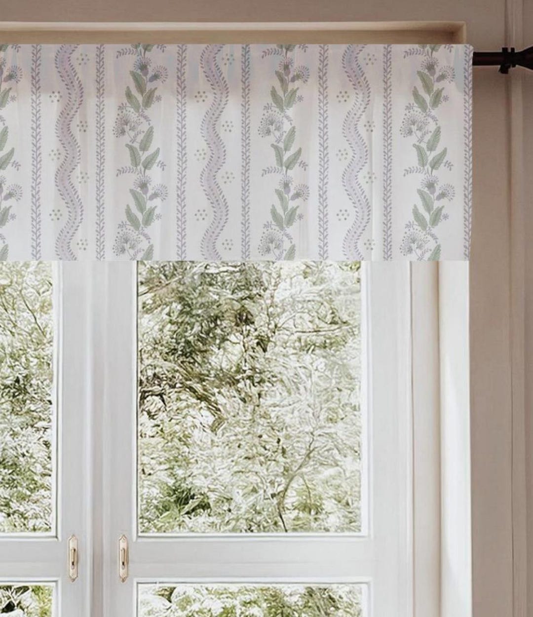 Stripes & Vines Window Valance: Blue Preppy or Pink Floral Nursery ...