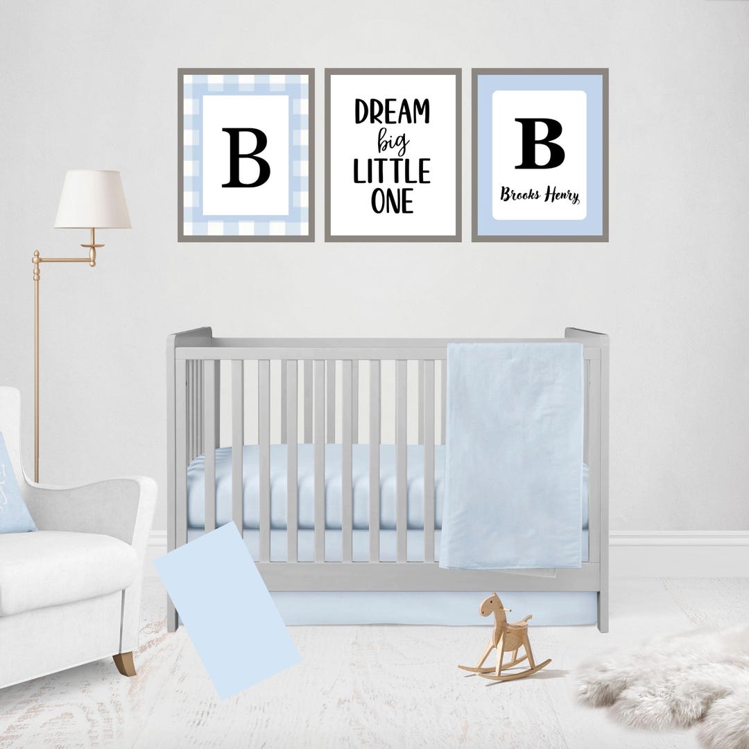 Crib Bedding Set for Boy Light Blue Baby Blanket Blue Nursery Theme ...