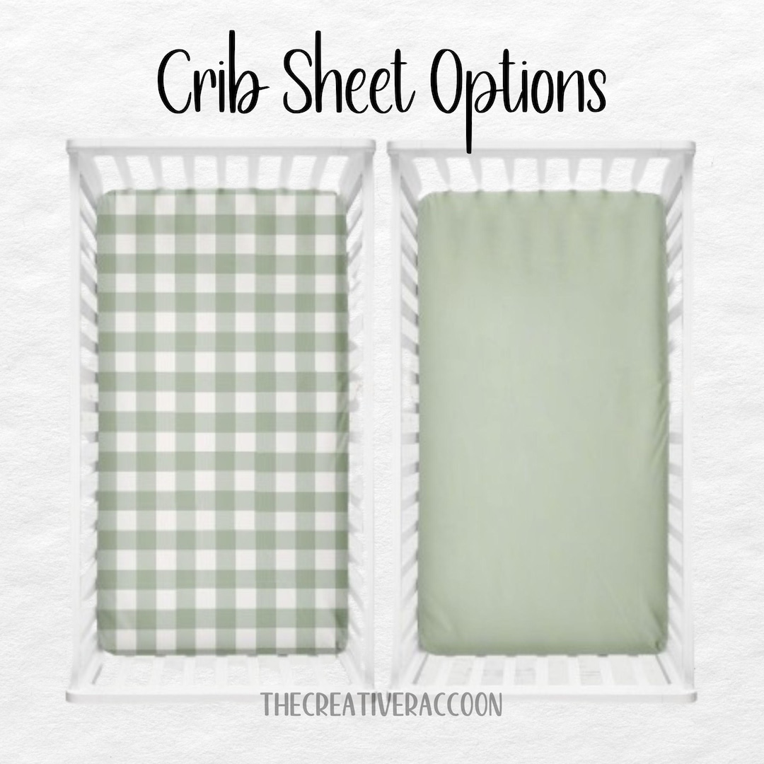 Sage Green Gingham Crib Sheets: Fits Standard Cribs and Mini Cribs - Etsy