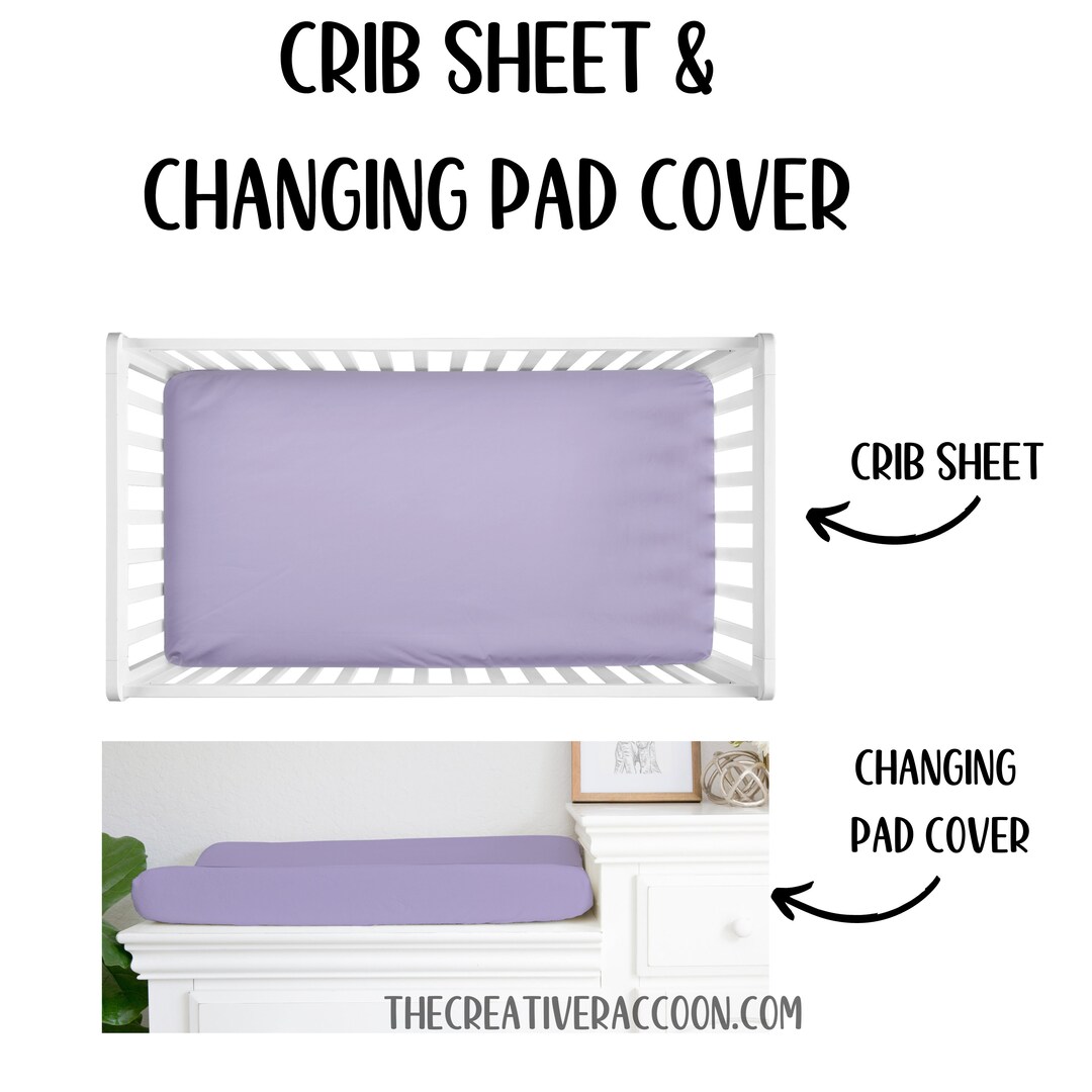 Purple Crib Sheet, Changing Pad Cover Solid Color, Baby Bedding Girl ...