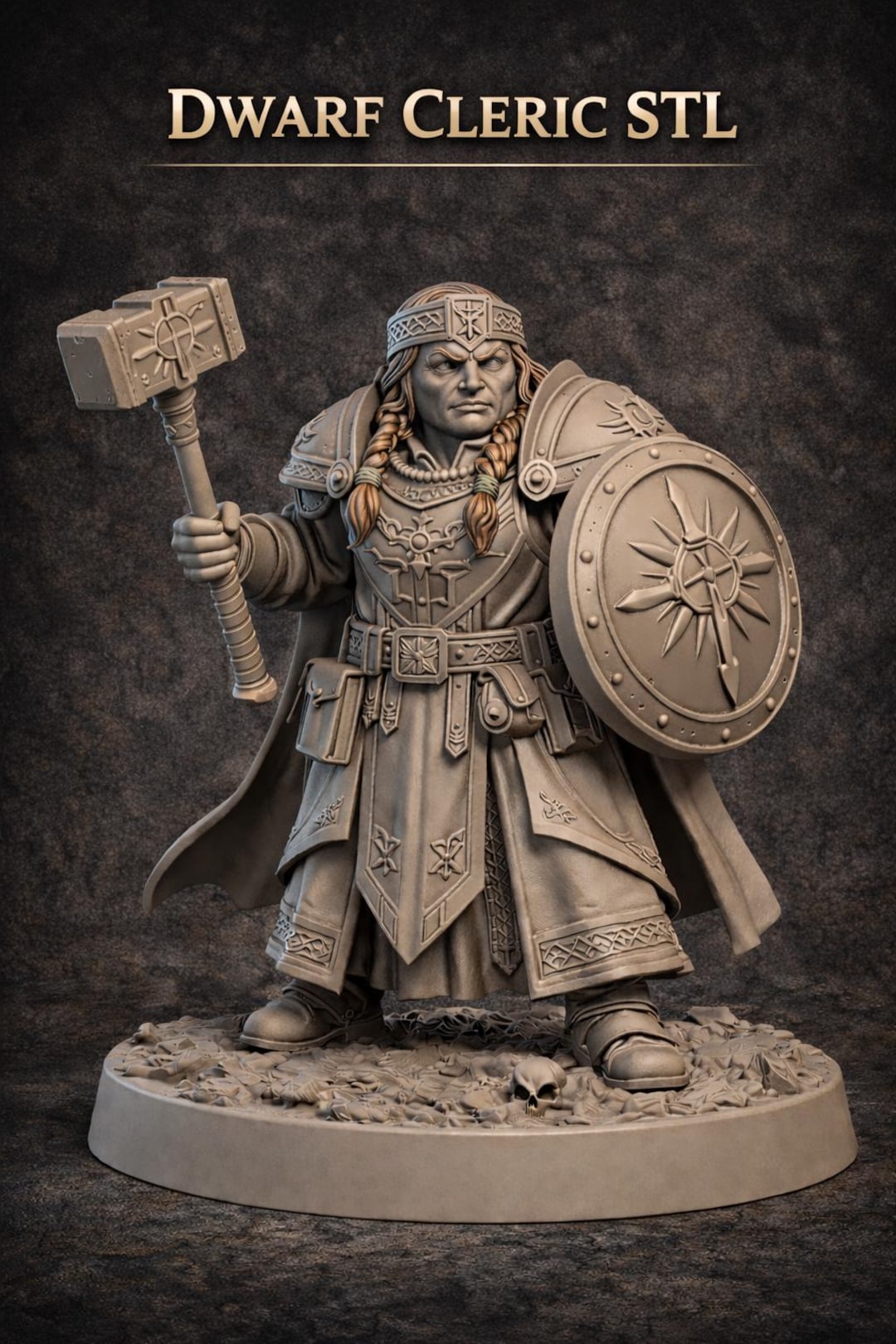 Dwarf Cleric Miniature STL | Armored Holy Warrior, Tabletop RPG ...