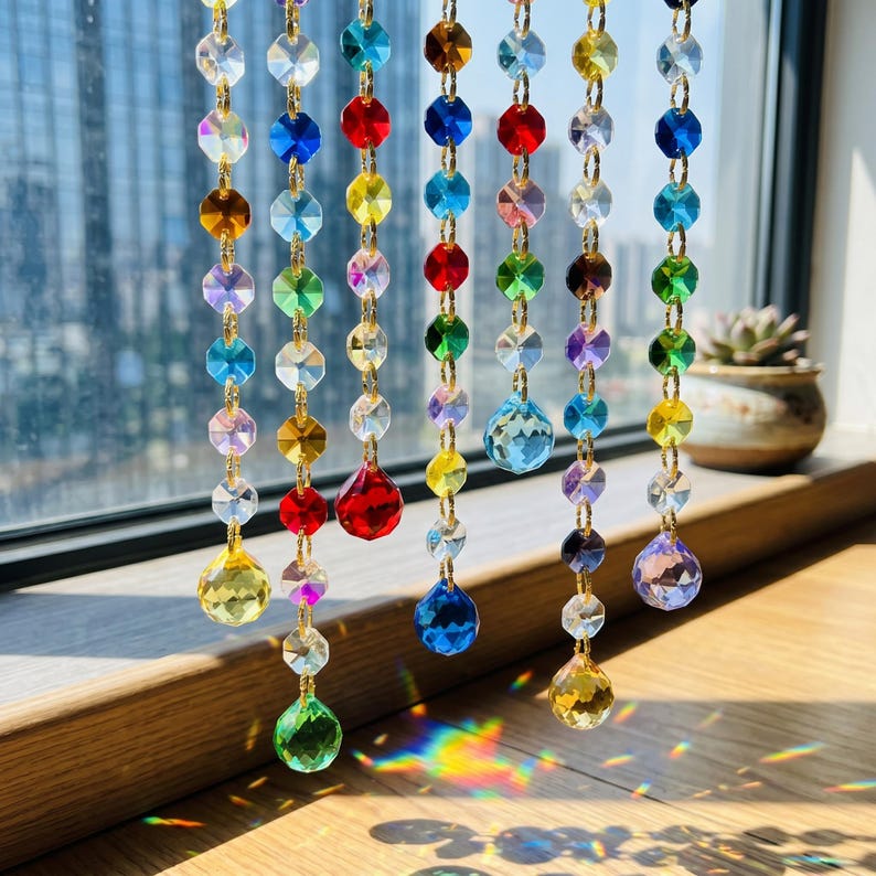 Chakra Rainbow Crystal Suncatcher,driftwood Window Prism,colorful ...