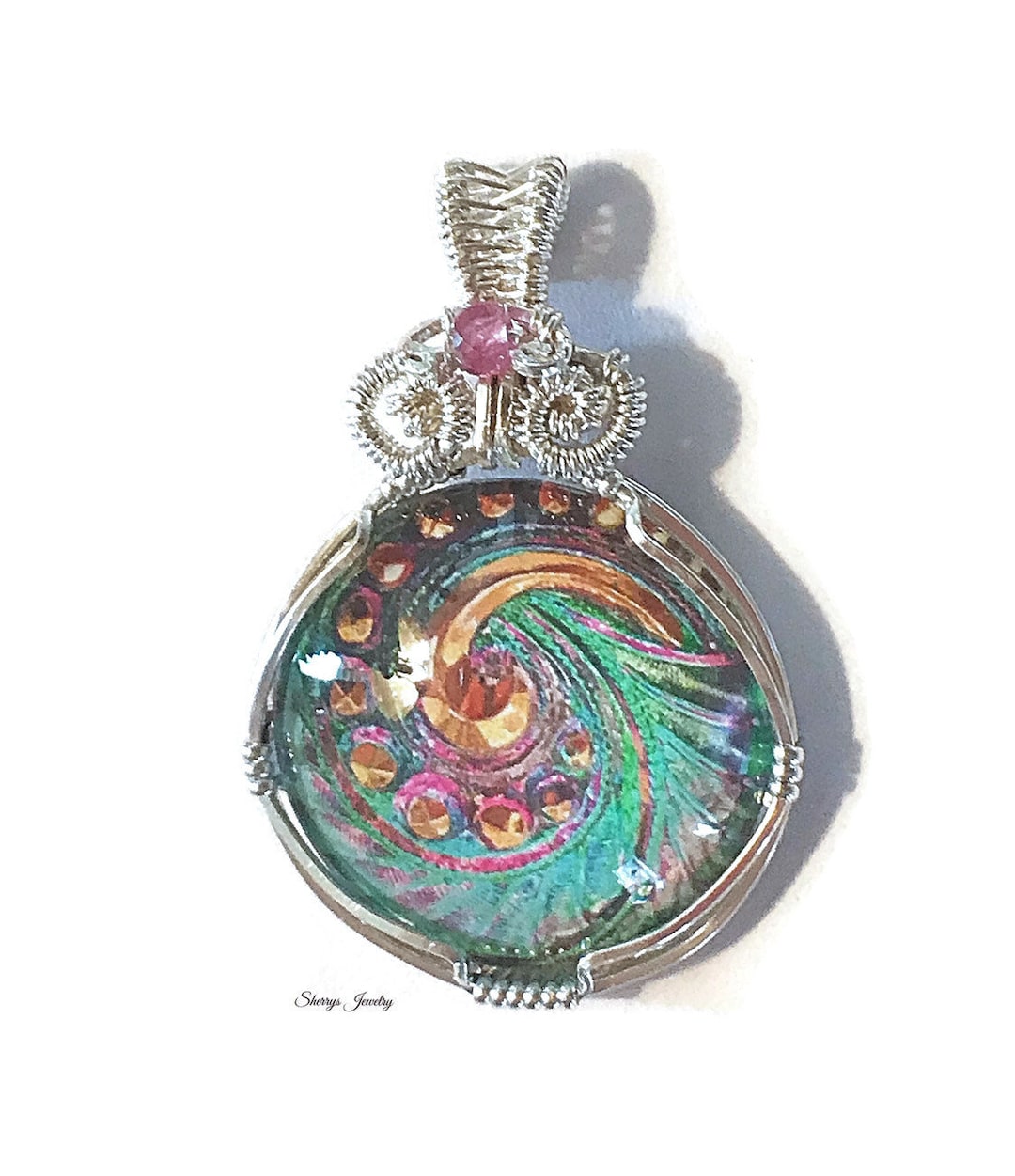Sterling Silver Glass Fantasy Pendant - Etsy