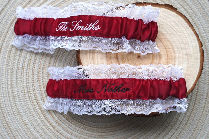 Custom Embroidered Bridal Garter Made With Lace, Personalized With Name ...