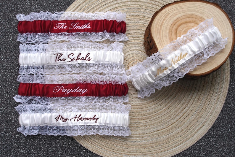 Custom Embroidered Bridal Garter Made With Lace, Personalized With Name ...