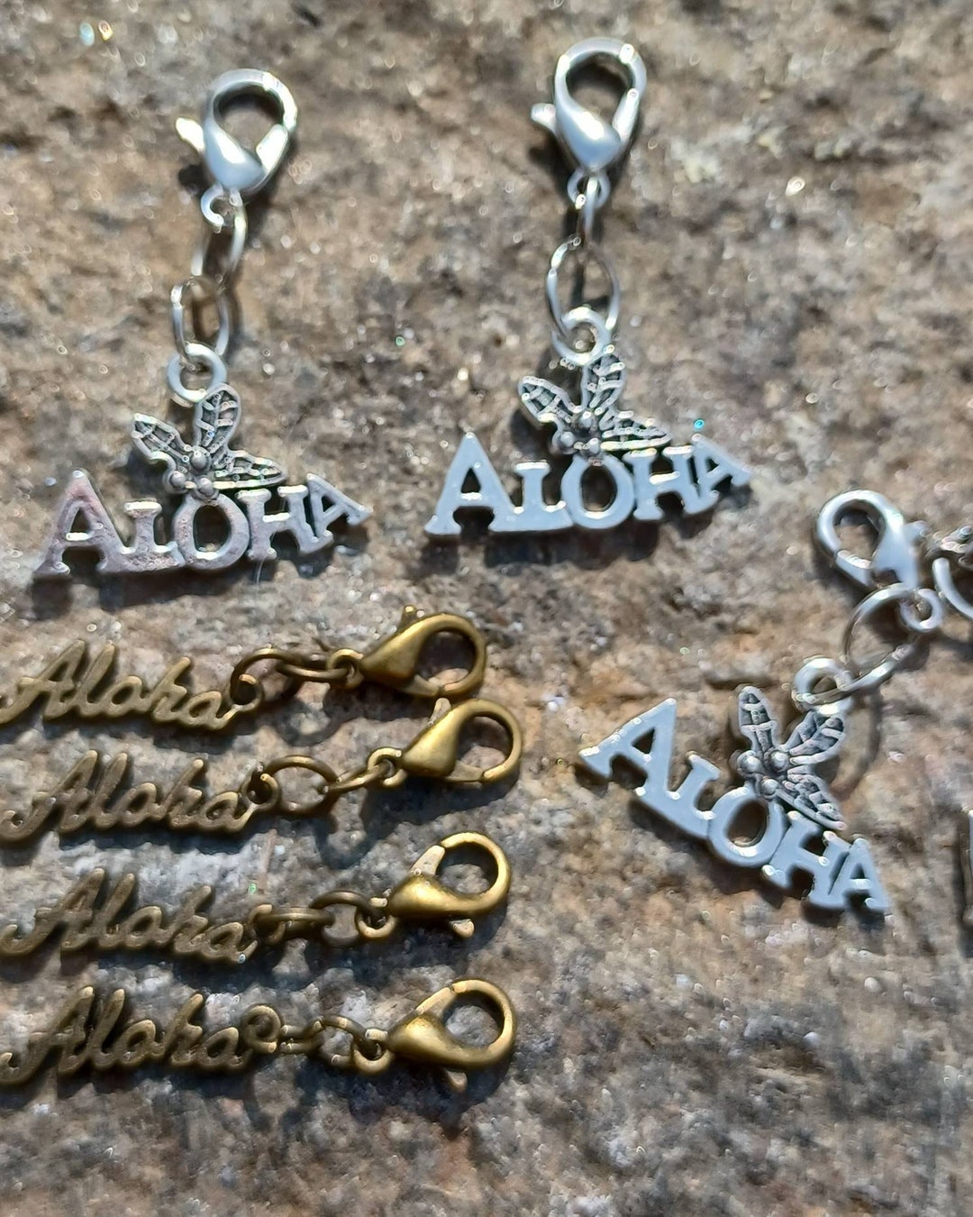 2.00 ALOHA Charm, Silver, Bronze, Beach, Hawaii Charms, Charm, Clip on ...