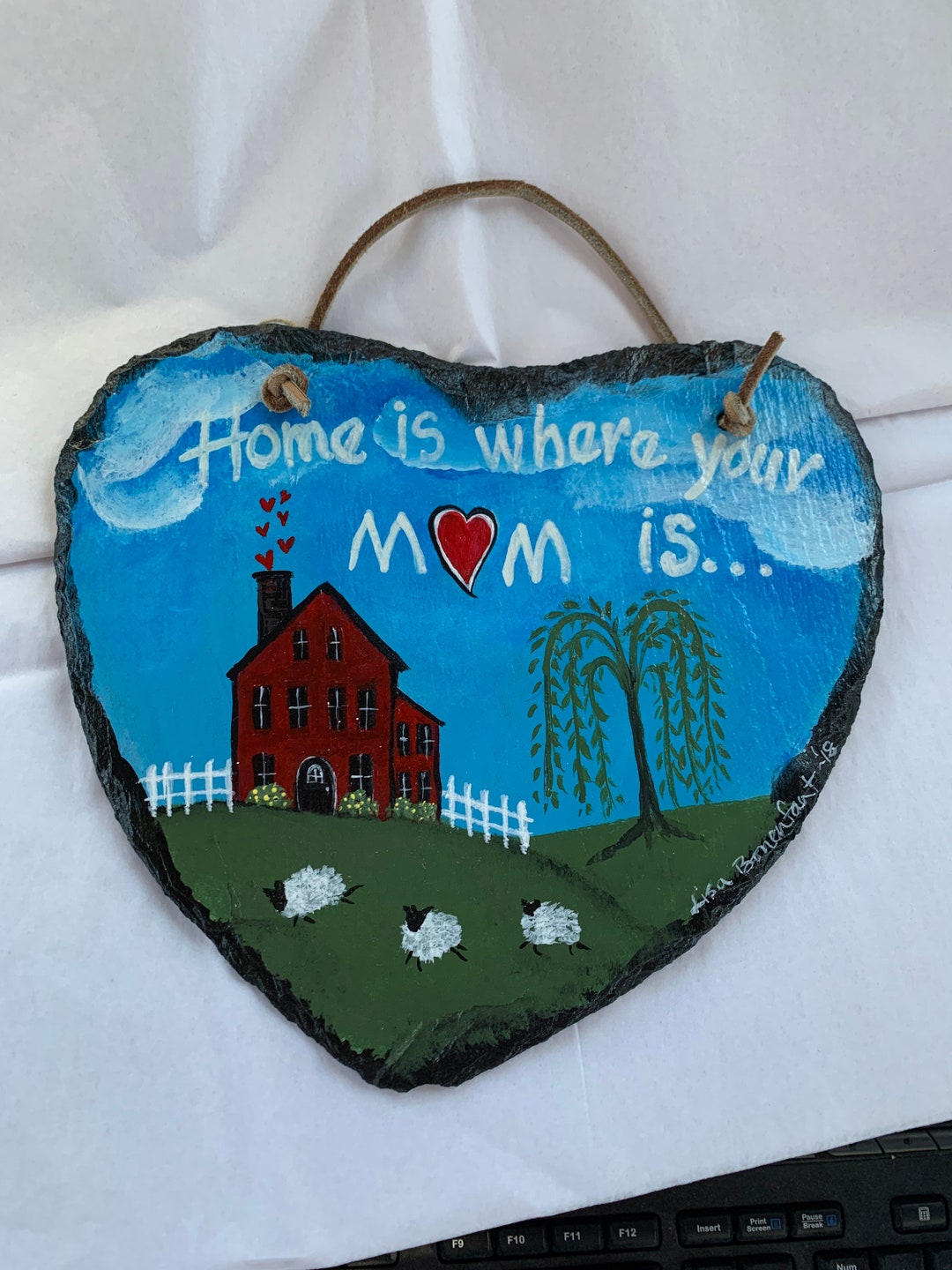 Heart Shaped Slate, Mom Sign, Primitive Hand Painted Slate - Etsy