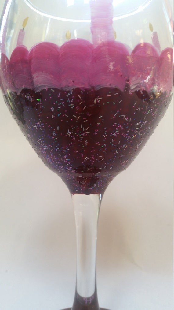 hand painted glass birthday cake with candles Happy Birthday glass ...