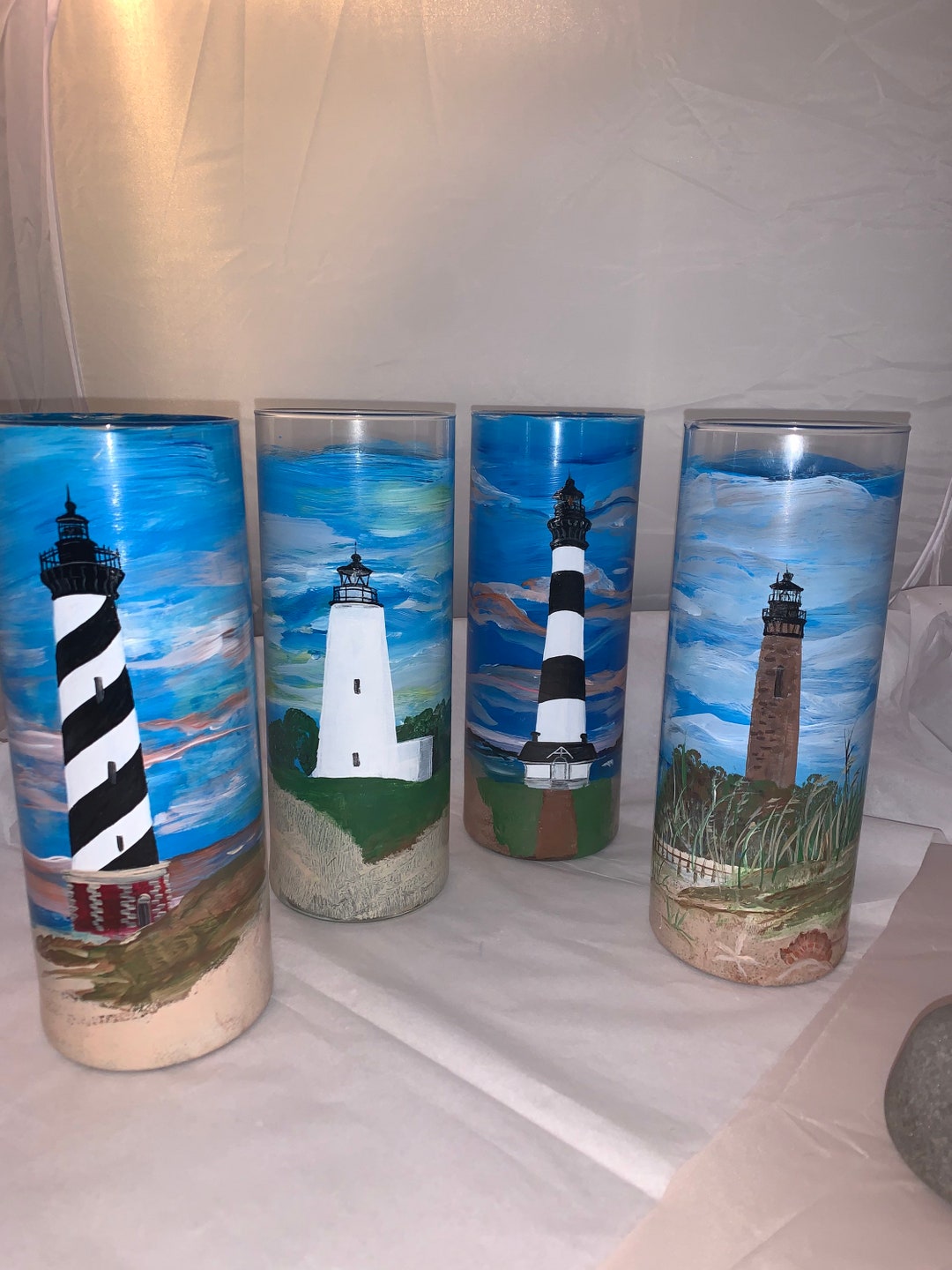 Tall Lighthouse Vases, Hand Painted Vase - Etsy