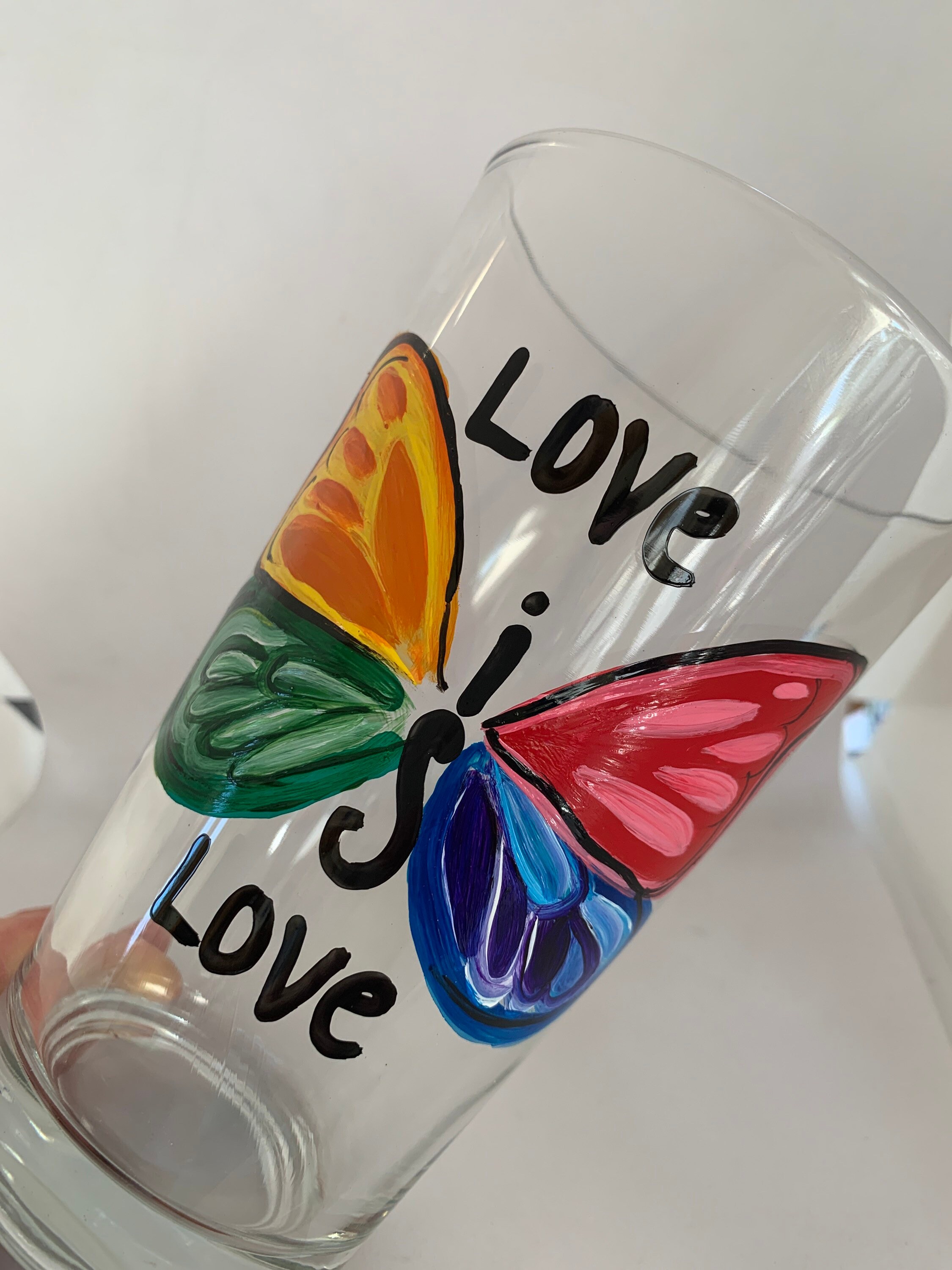 LGBTQ glass Gay pride glass rainbow painted glass | Etsy