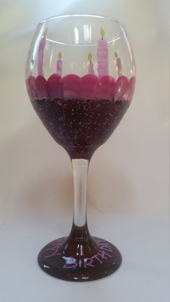 hand painted glass birthday cake with candles Happy Birthday glass ...