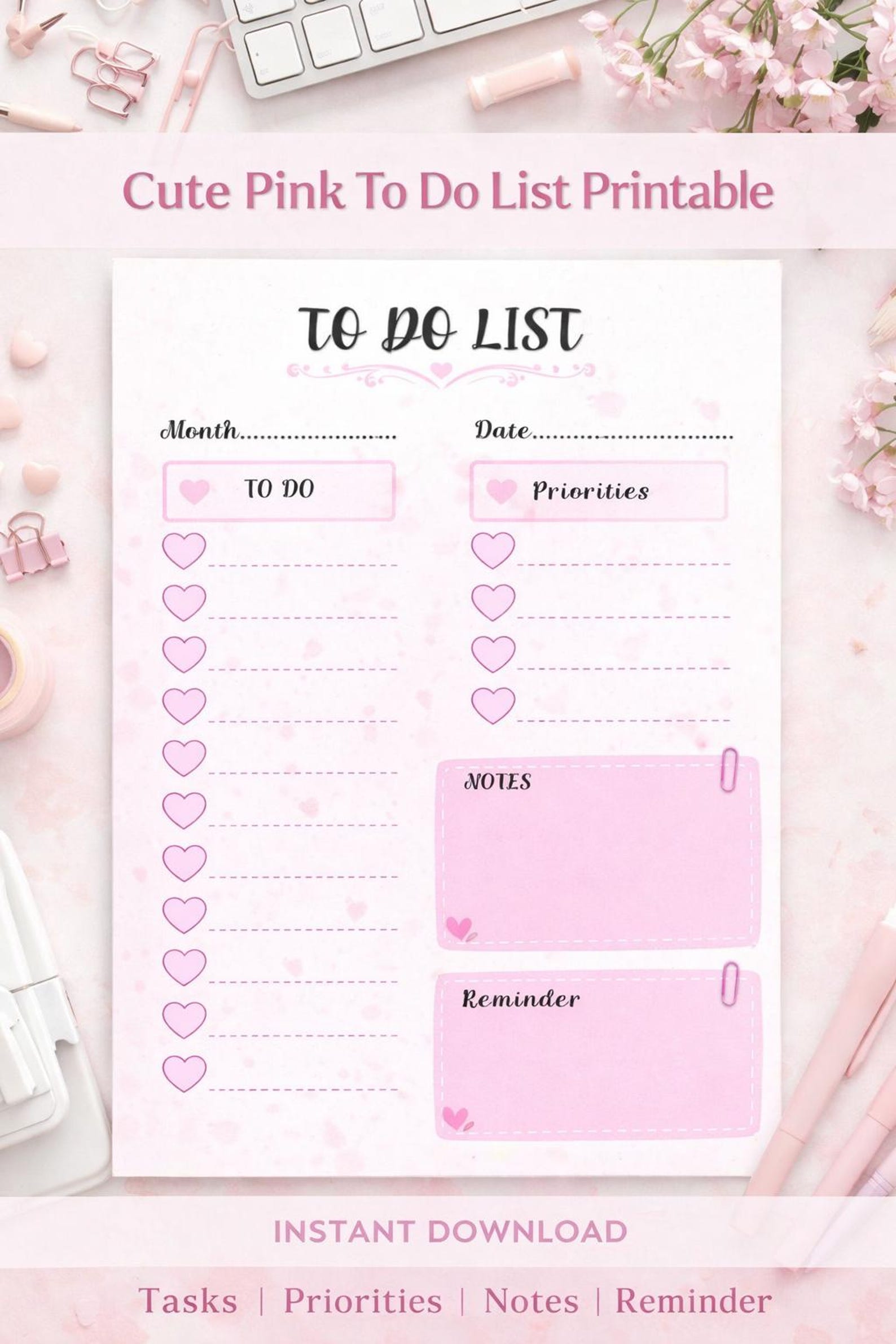 Pink To-do List Printable | Daily Planner (digital Download) - Etsy