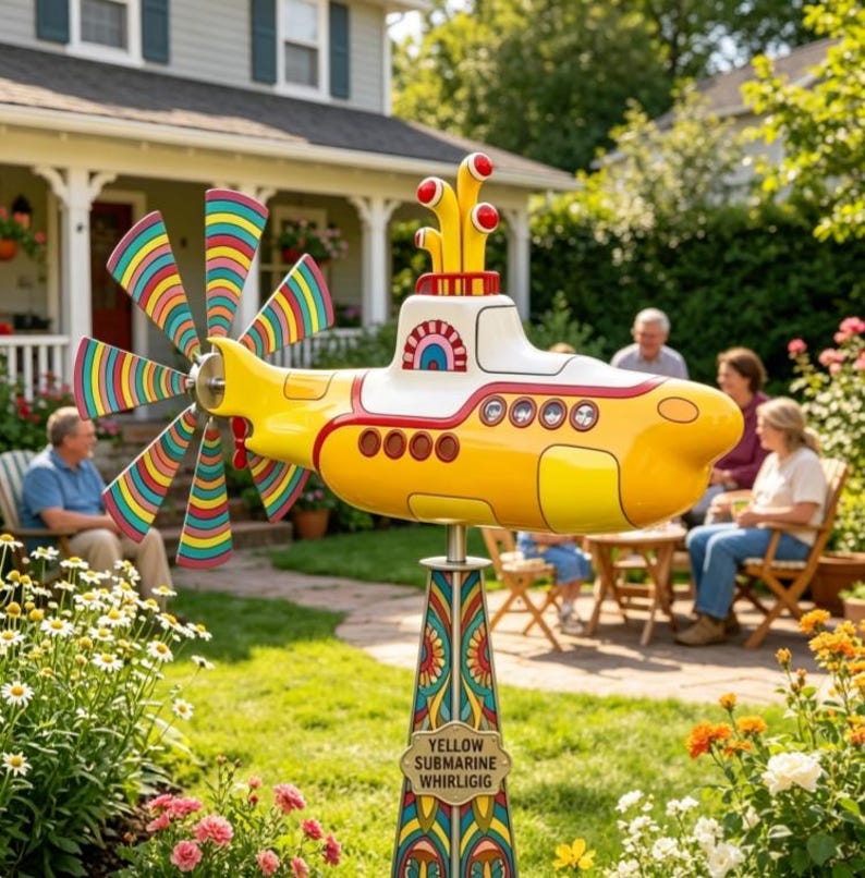 Beatles Yellow Submarine Wind Spinner, Psychedelic Metal Whirligig ...