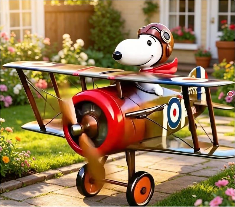 Snoopy Flying Ace Biplane Wind Spinner, Vintage WWI Metal Windmill ...