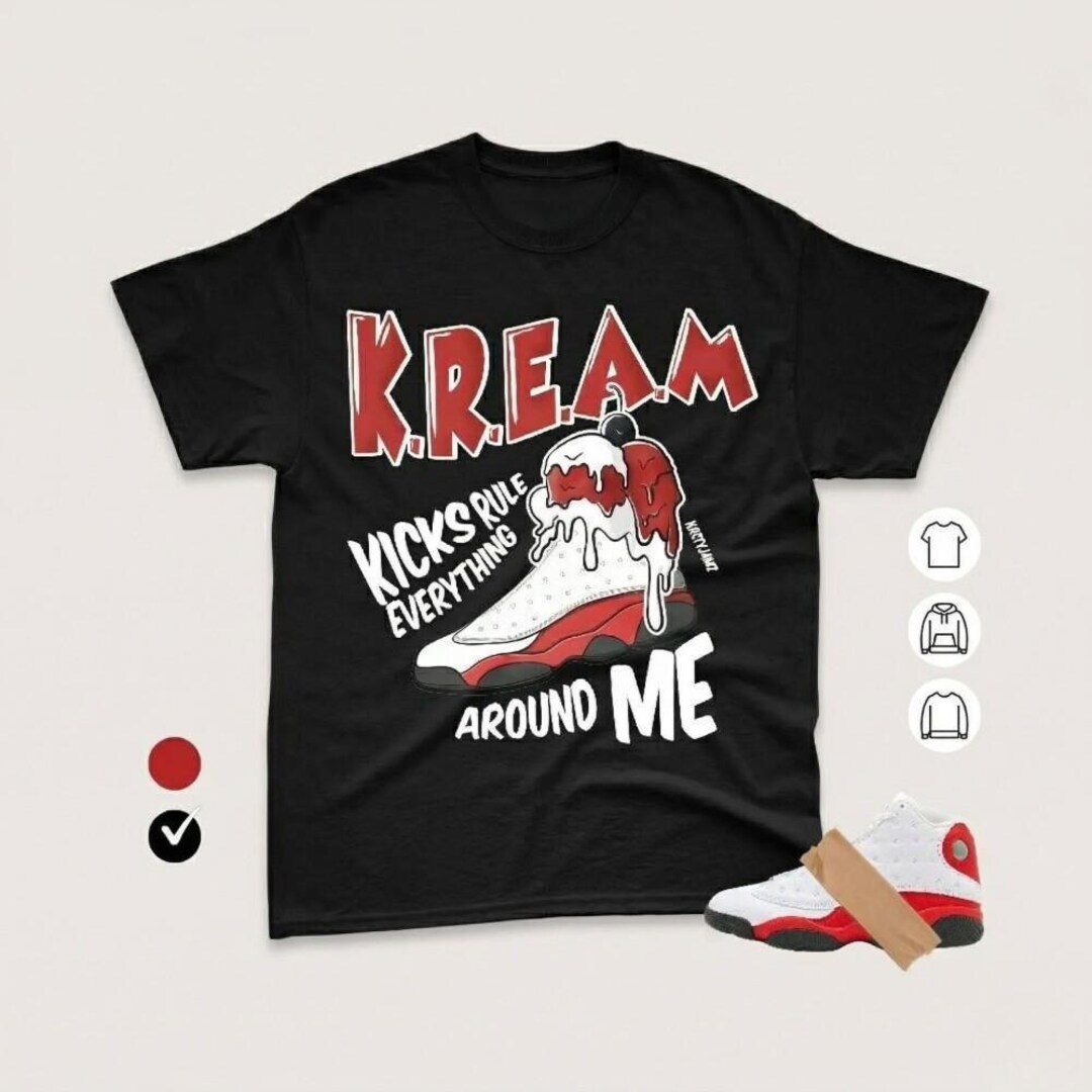 AJ13 Chicago Kream Style Graphic Tee, Red Black Streetwear Shirt - Etsy