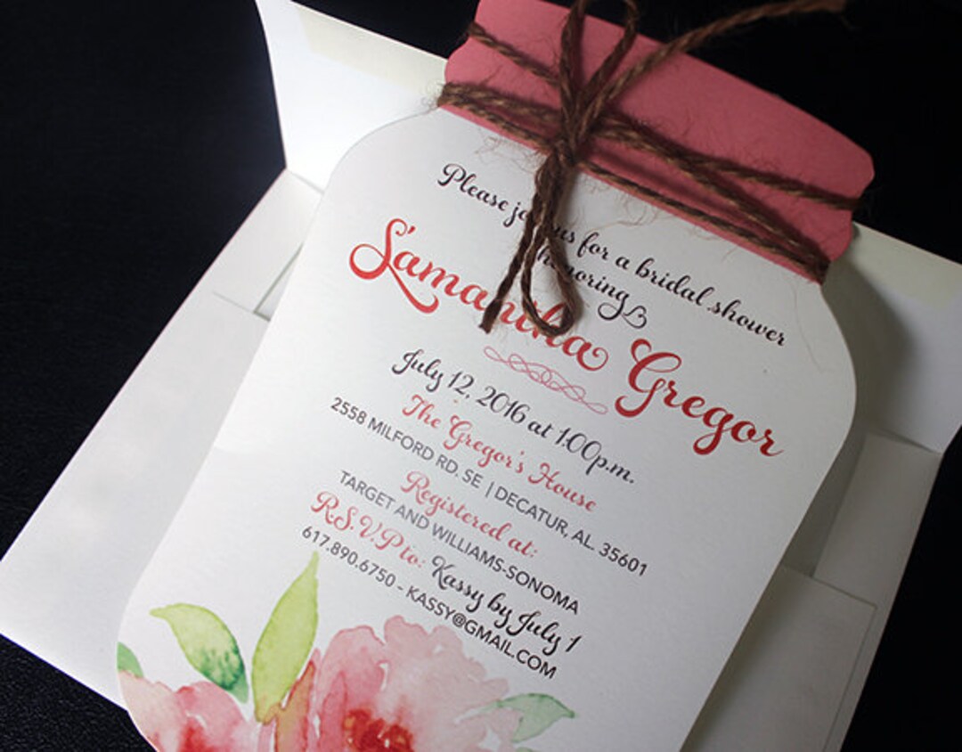 Mason Jar Invitation | Mason Jar Bridal Shower | Diecut Mason Jar ...