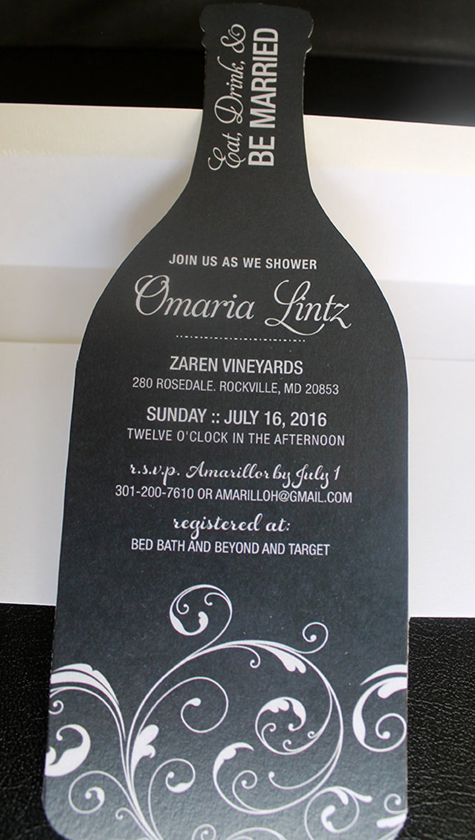 Wine Bottle Invitation Wine Bridal Shower Invitation Black and White ...
