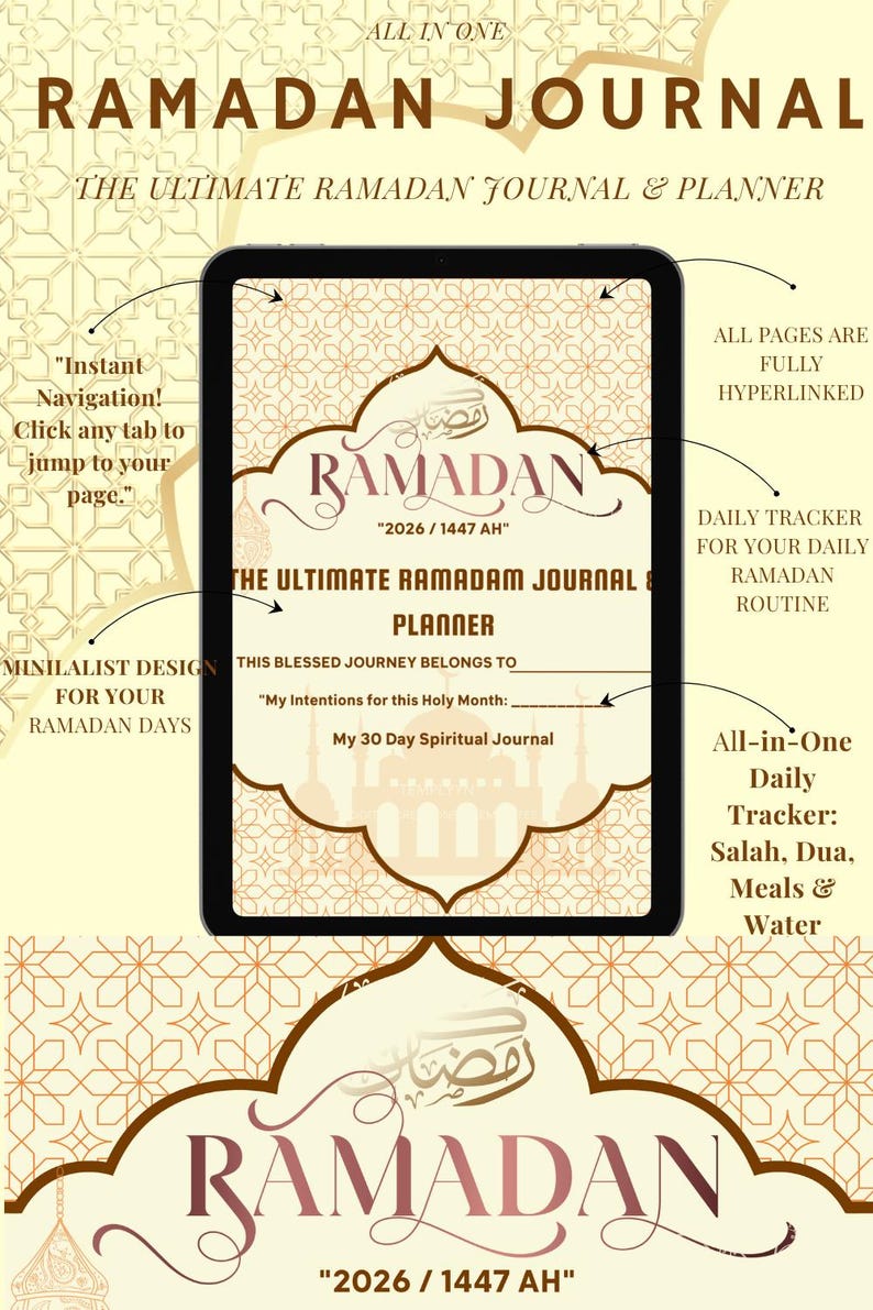 2026 Ramadan Planner – Hyperlinked Islamic Prayer Journal (digital ...