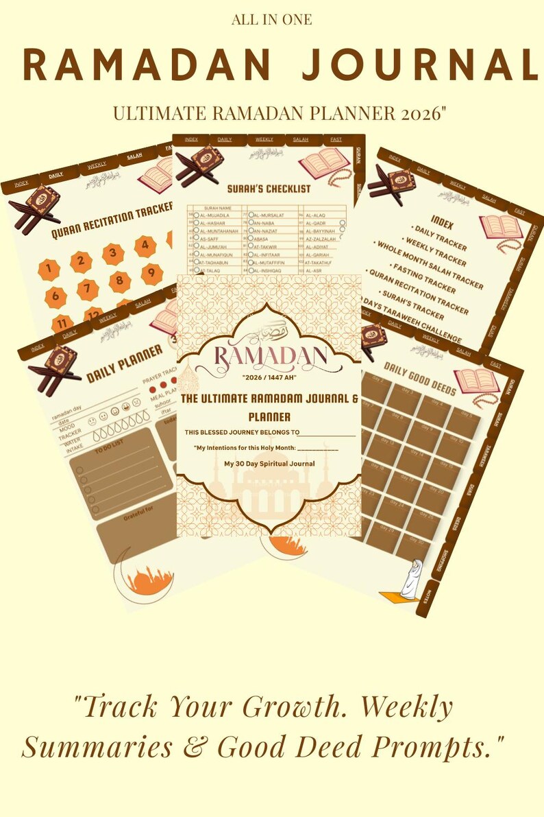 2026 Ramadan Planner – Hyperlinked Islamic Prayer Journal (digital ...