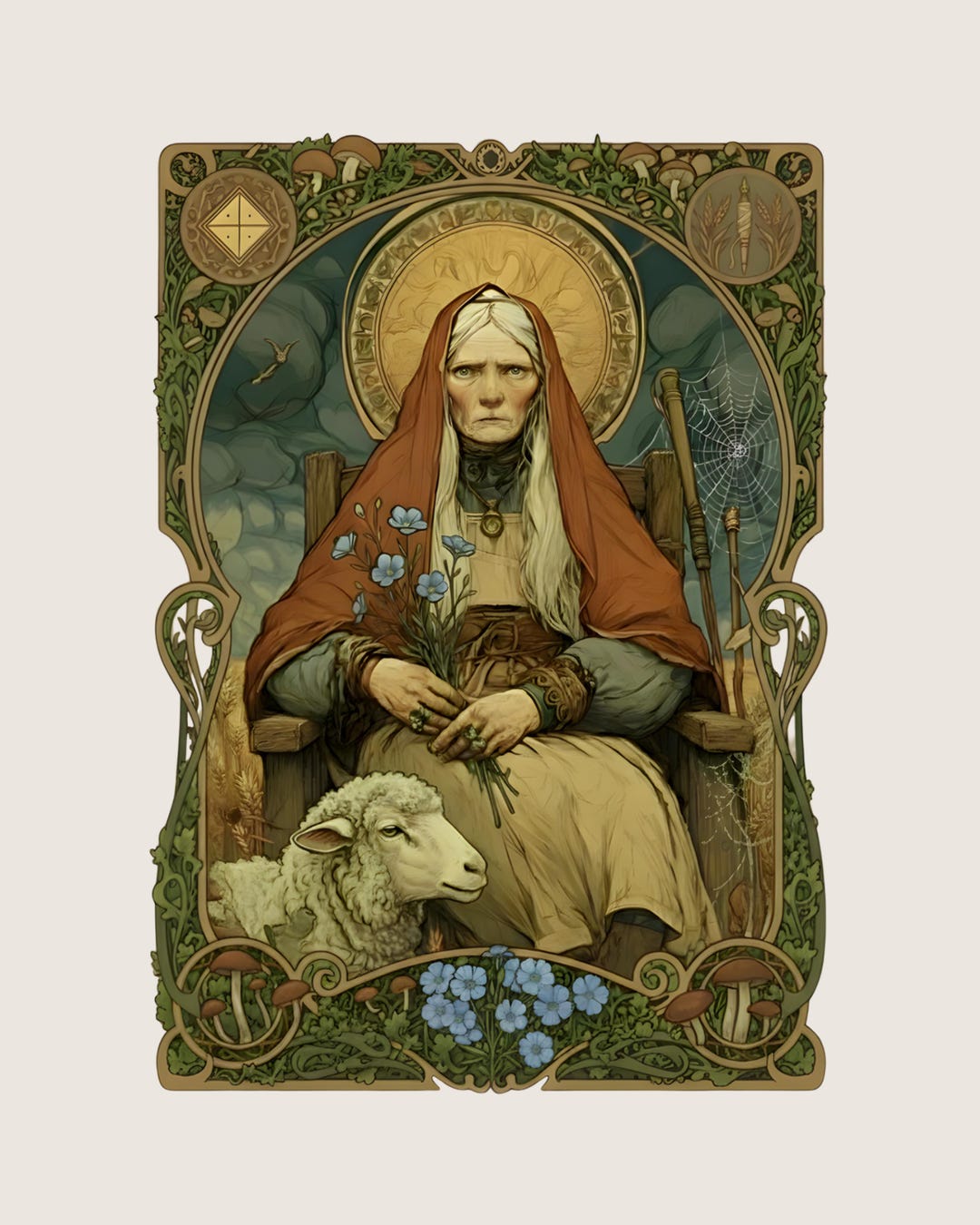 Mokosz Slavic Mother Earth Goddess Art Print | Fertility Goddess ...