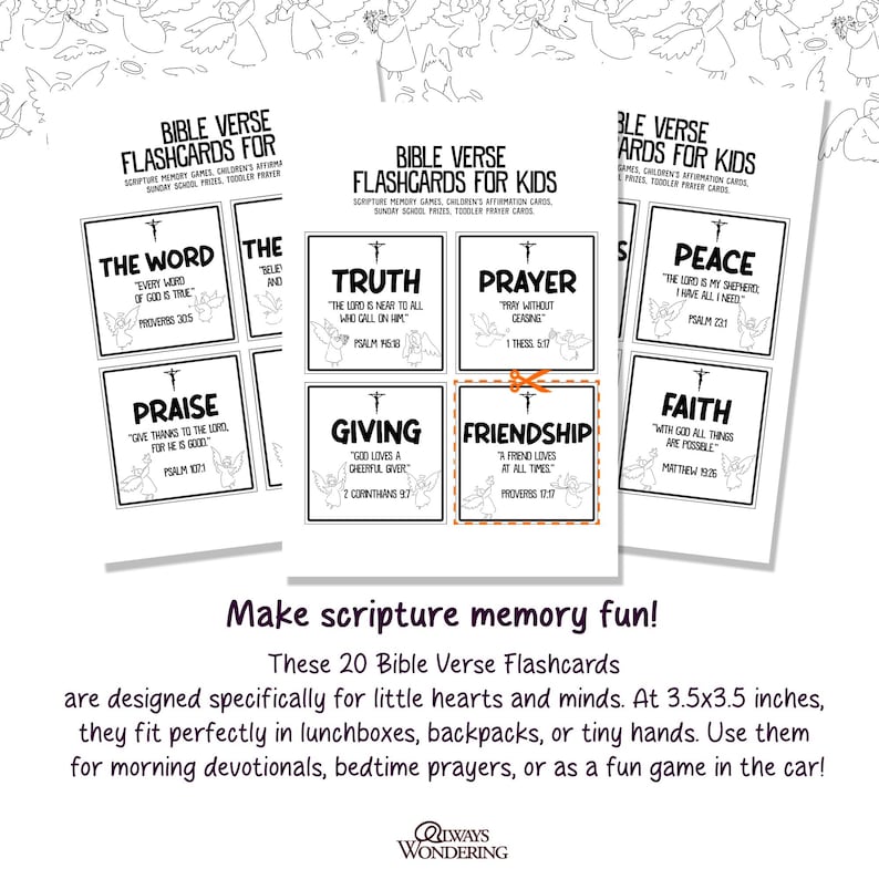 Bible Verse Flashcards for Kids, Scripture Memory Games, Children's ...