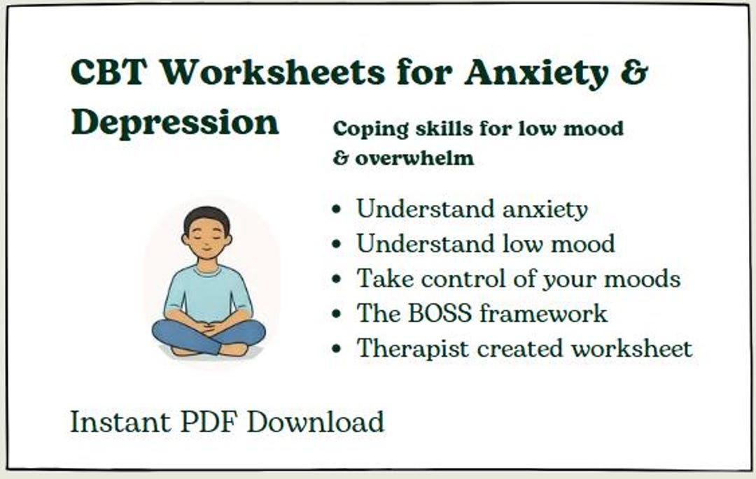Anxiety and Depression Sheets Plus CBT Worksheets. (printable PDF). - Etsy